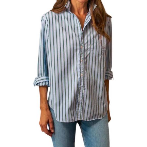 Frank & Eileen | Tops | New Frank Eileen Joedy Boyfriend Buttonup Shirt In Blue And Green Multi ...